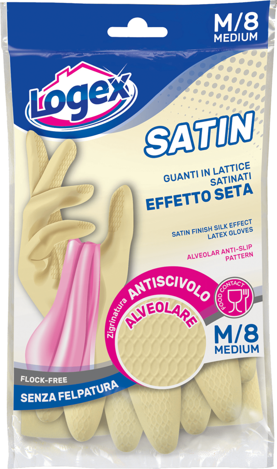 LOGEX satin gumene rukavice sa pamučnom postavom M 1kom - Cenoteka