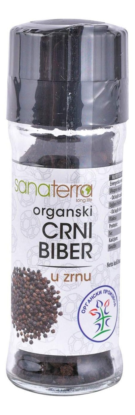 SANATERRA organski crni biber u zrnu sa milinom 40g - Cenoteka