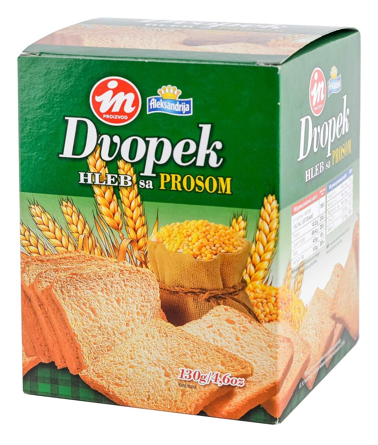 ALEKSANDRIJA In bezglutenski dvopek sa prosom 130g - Cenoteka