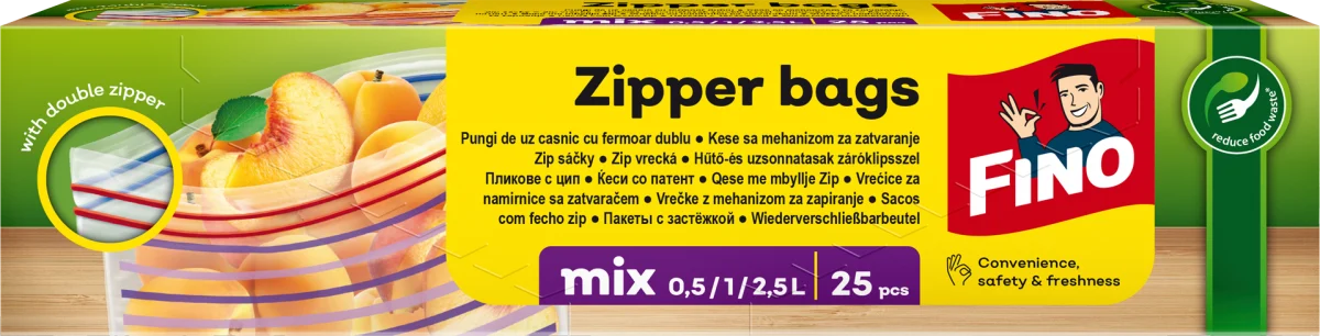 FINO kese za zamrzivač zipper bags 0,5l/1l/2l 25kom - Cenoteka