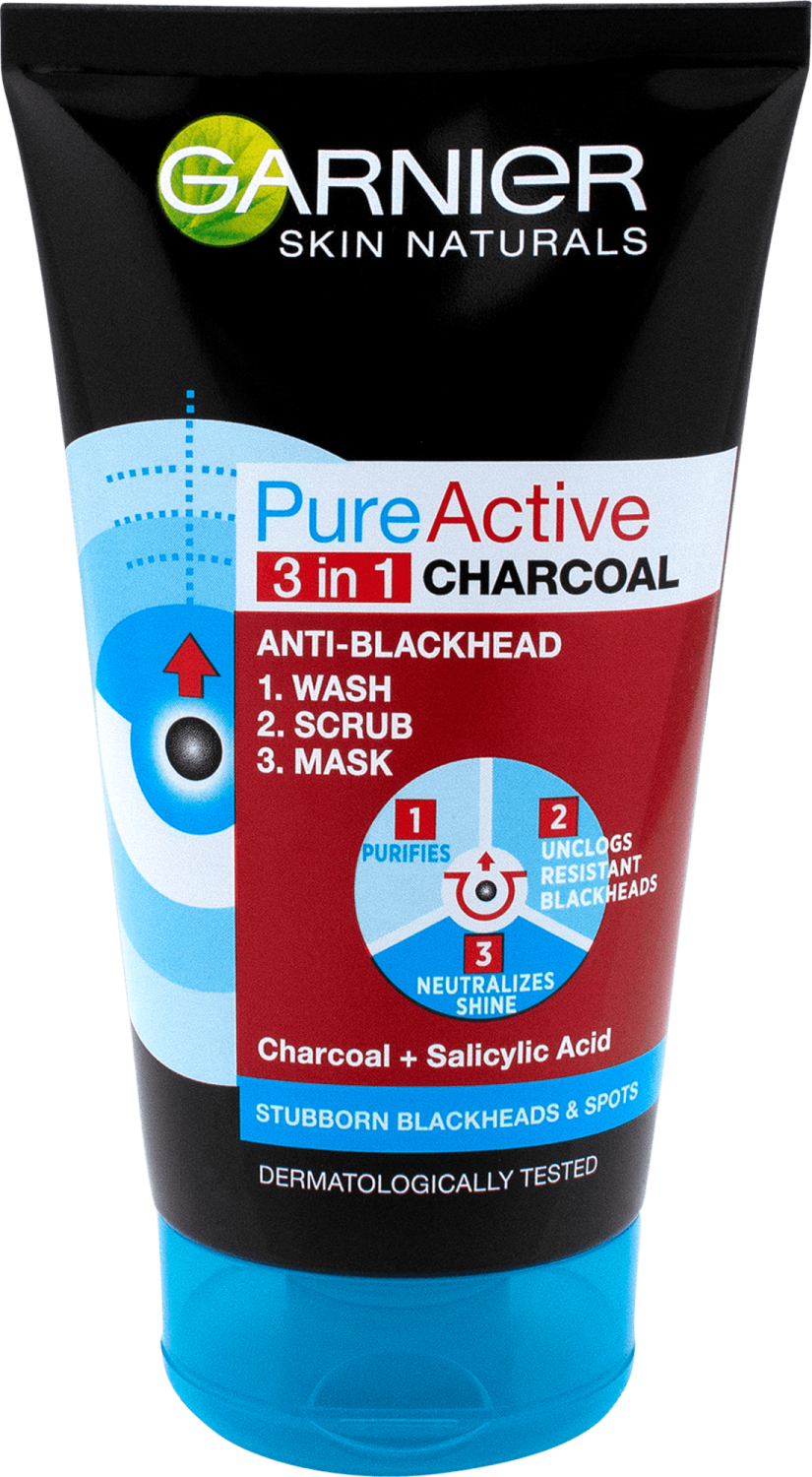 GARNIER pure active 3in1 charcoal gel za čišćenje lica 150ml - Cenoteka