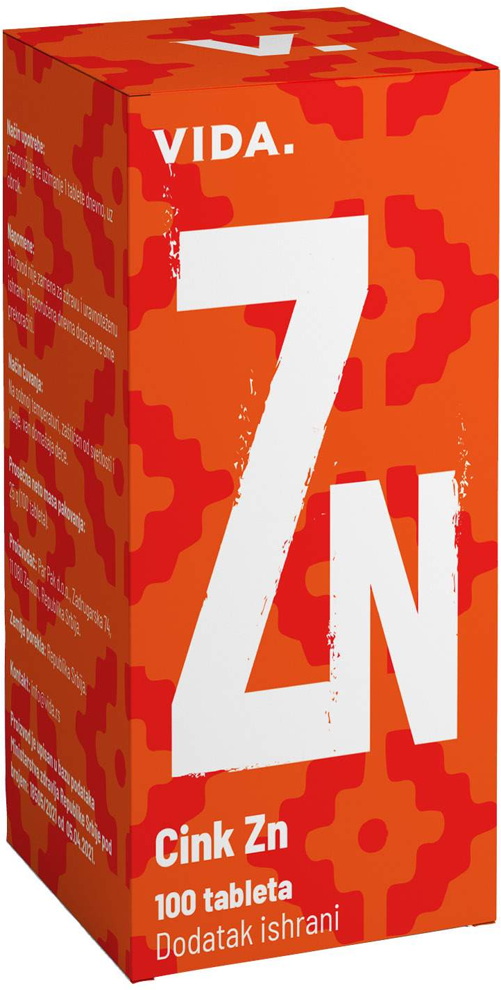 VIDA CINK Zn tablete 100kom - Cenoteka