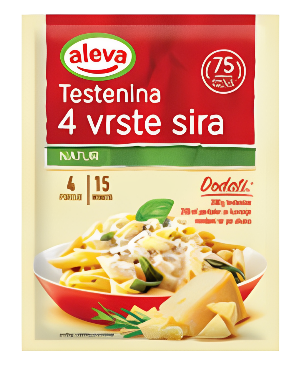 Dodatak ALEVA testenina 4 vrste sira 36g - Cenoteka
