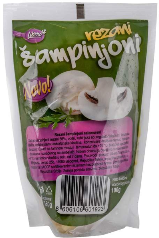 Šampinjoni LIBERO rezani 180g - Cenoteka