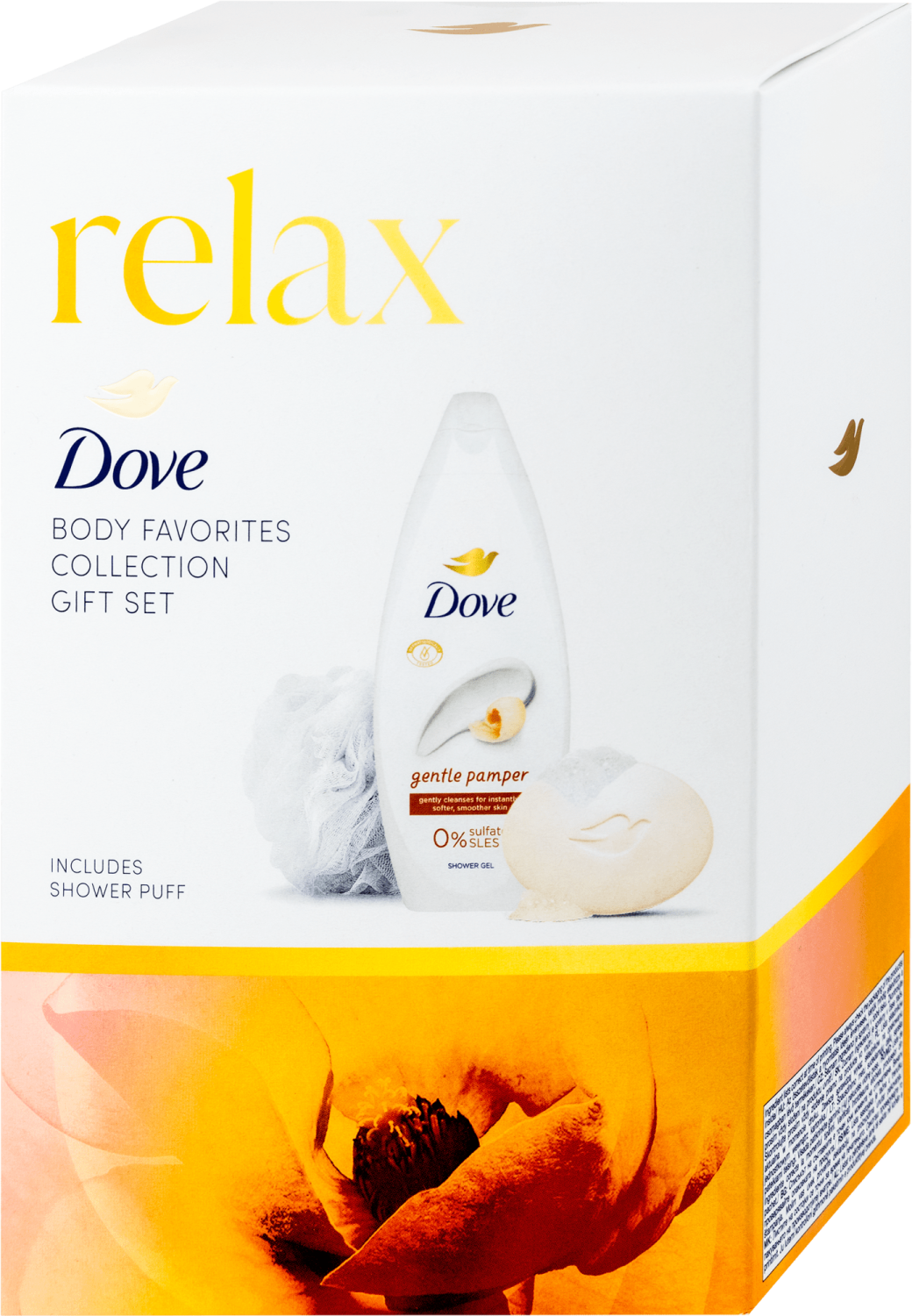 DOVE set Relax (gel za tuširanje, sapun i pufna) - Cenoteka