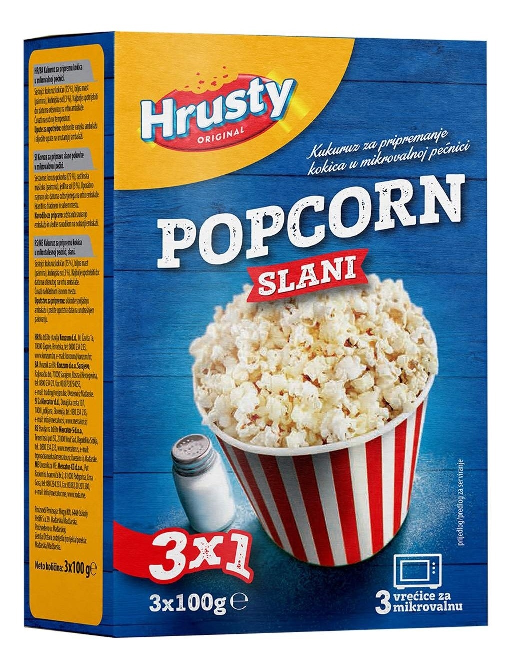 Kokice HRUSTY za mikrotalasnu slane 3x100g - Cenoteka