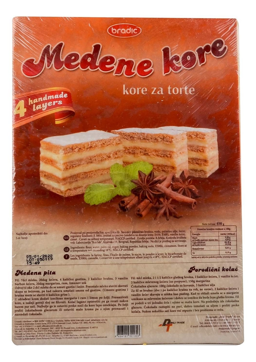 Medene kore BRADIĆ 450g - Cenoteka