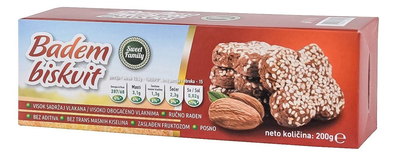 Keks SWEET FAMILY badem biskvit 200g - Cenoteka