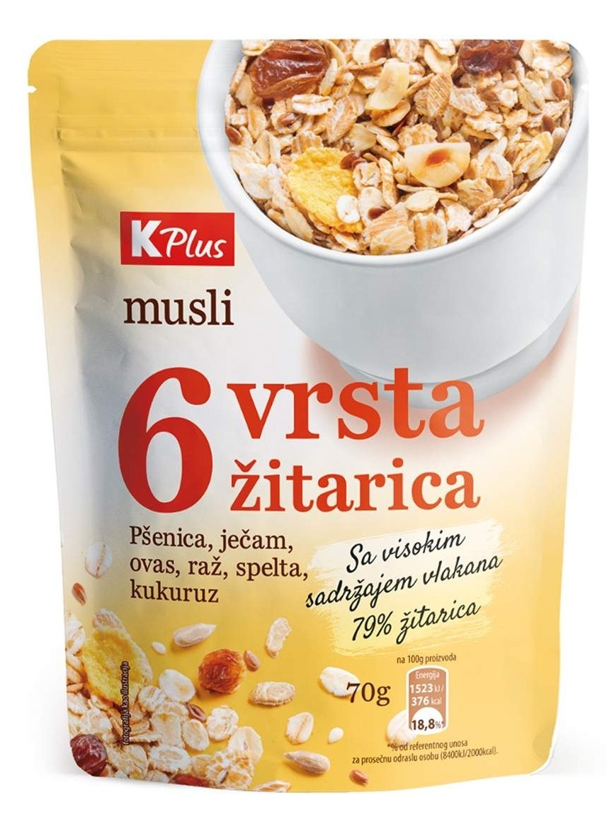 Musli K PLUS 6 vrsta žitarica 70g - Cenoteka