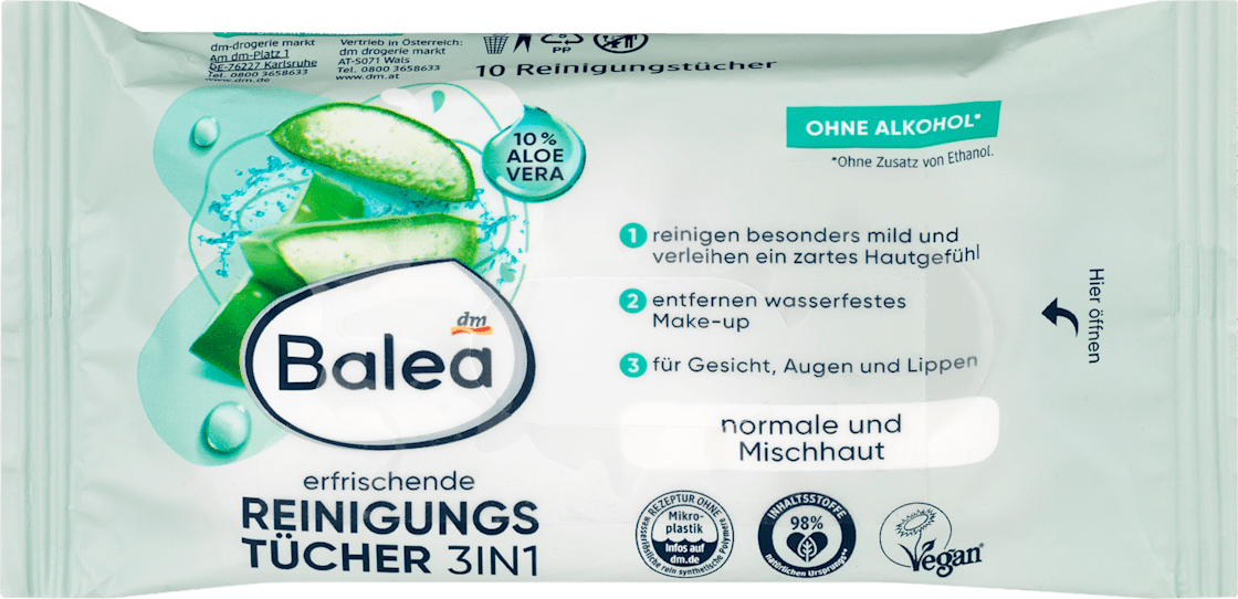 BALEA 3u1 maramice za čišćenje lica aloe vera 10kom - Cenoteka