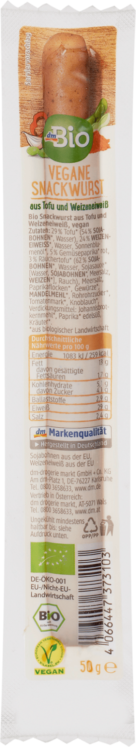 DM BIO veganska kobasica pšenični protein i sojin tofu 50g - Cenoteka