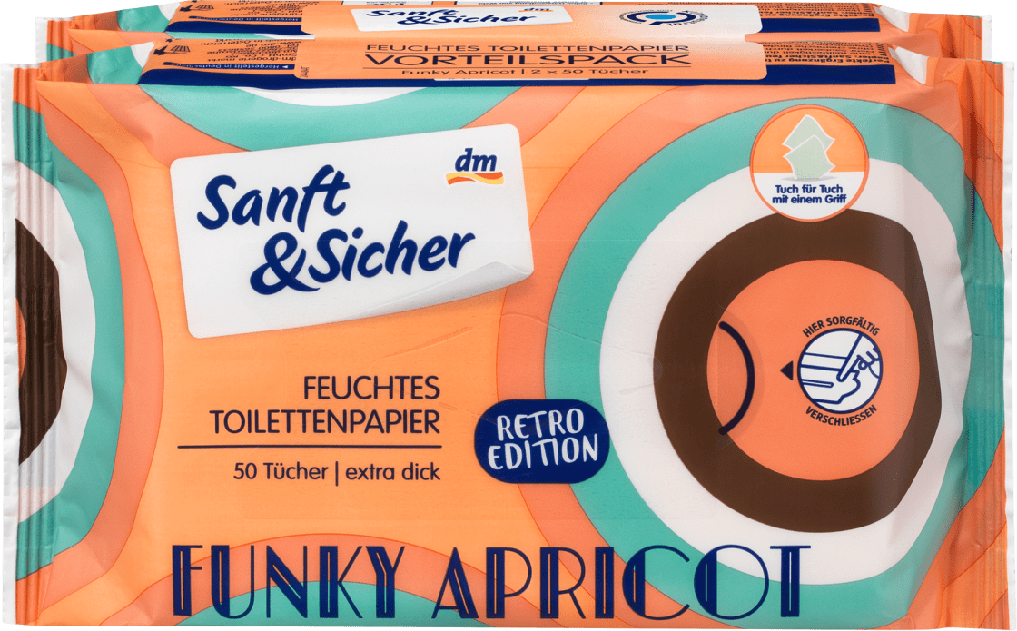 Vlažni toalet papir SANFT&SICHER funky apricot 2x50kom - Cenoteka