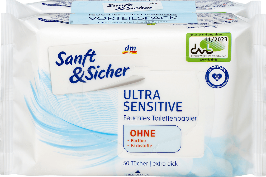 Vlažni toalet papir SANFT&SICHER ultra sensitive 2x50kom - Cenoteka