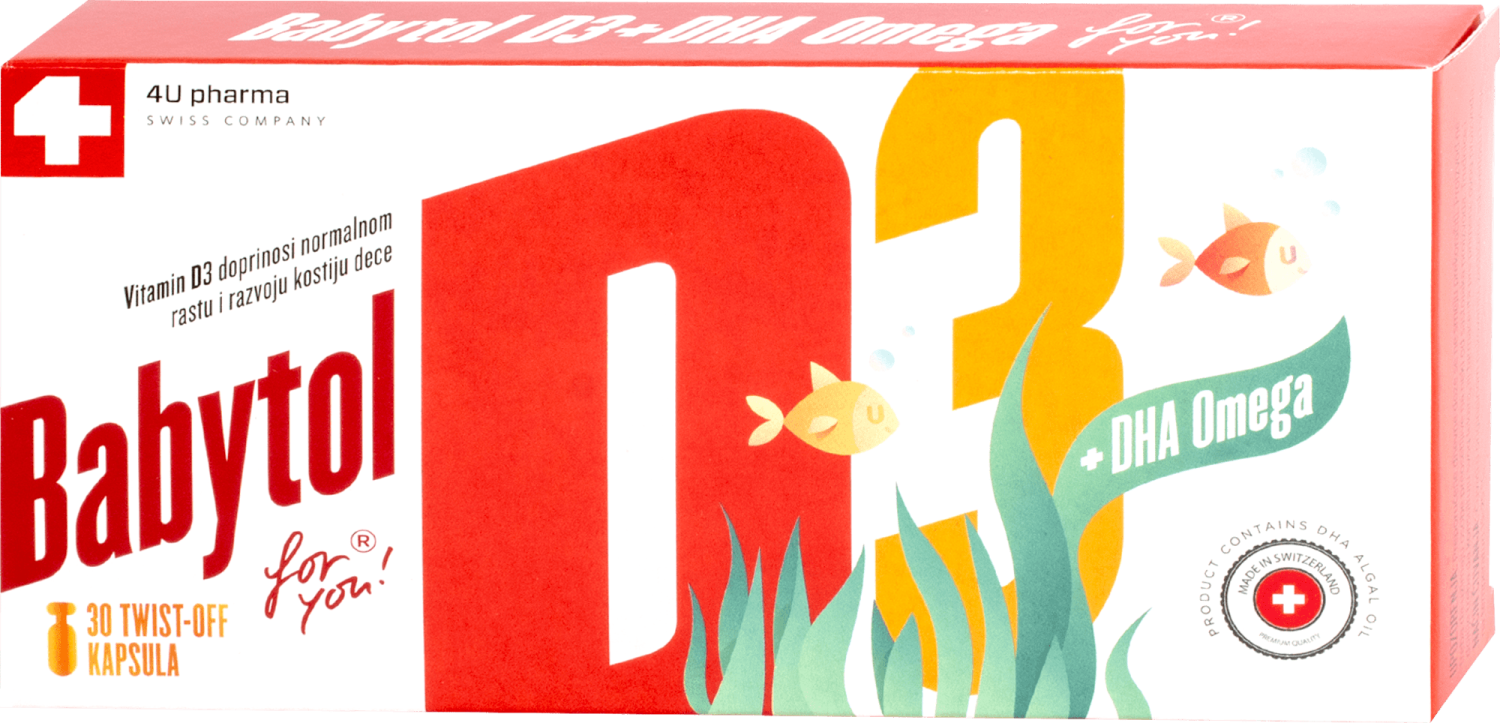 4U PHARMA Babytol D3+DHA omega twist kapsule 30kom - Cenoteka