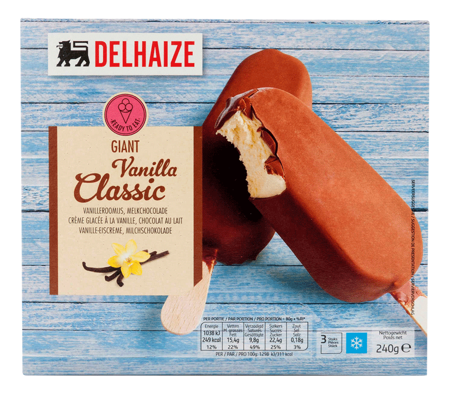 Sladoled DELHAIZE vanila čokolada 3x80g - Cenoteka