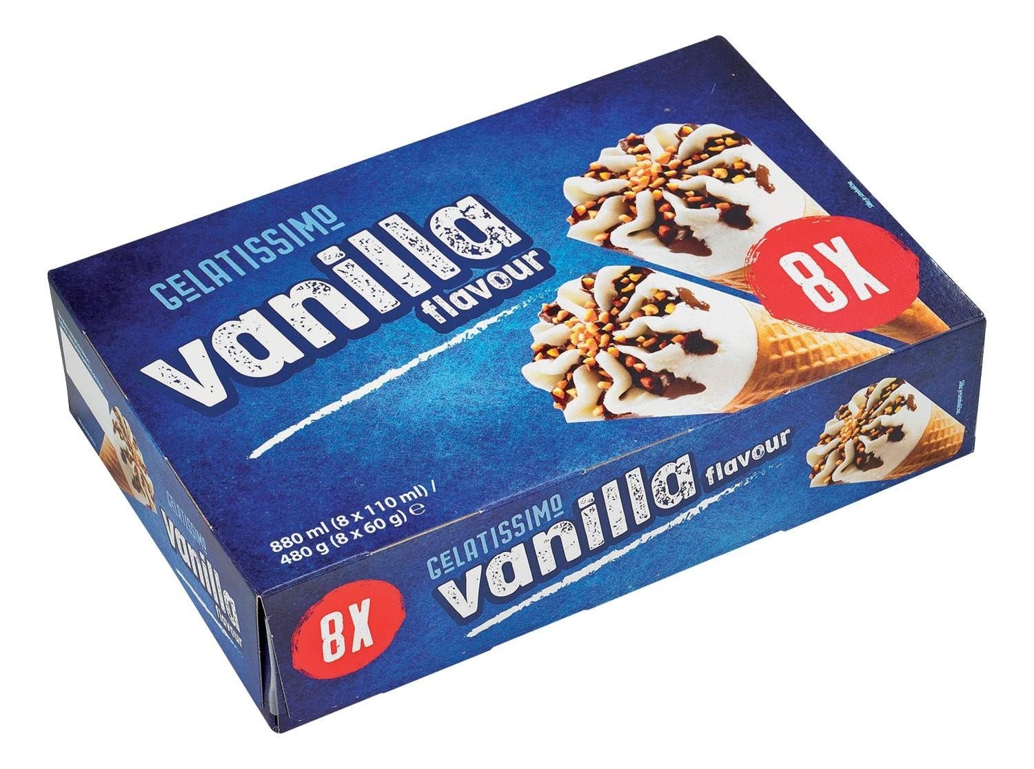 Sladoled GELATISSIMO vanila kornet 8x110ml - Cenoteka