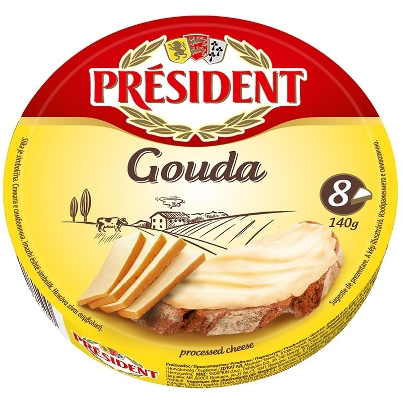 Topljeni sir PRESIDENT gauda 140g - Cenoteka