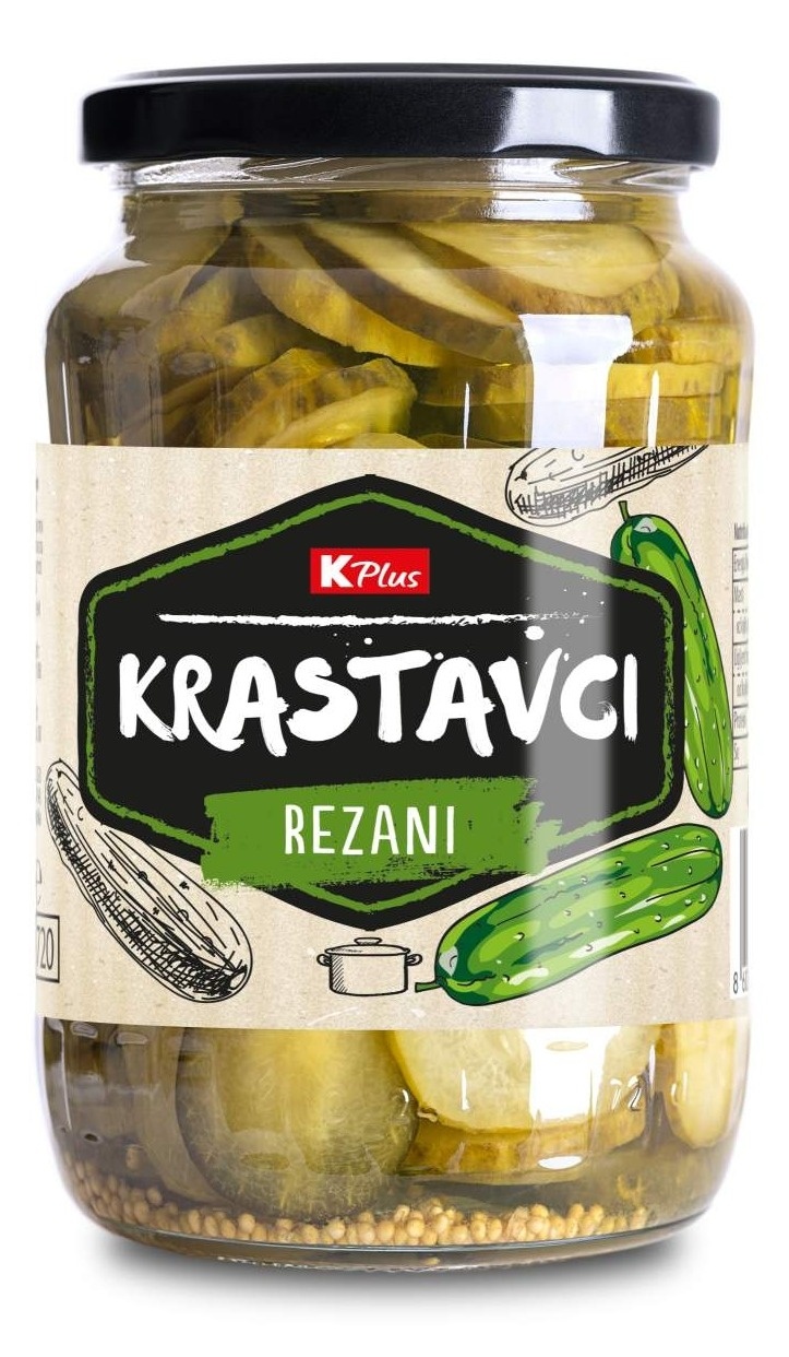 Krastavci K PLUS rezani 670g - Cenoteka