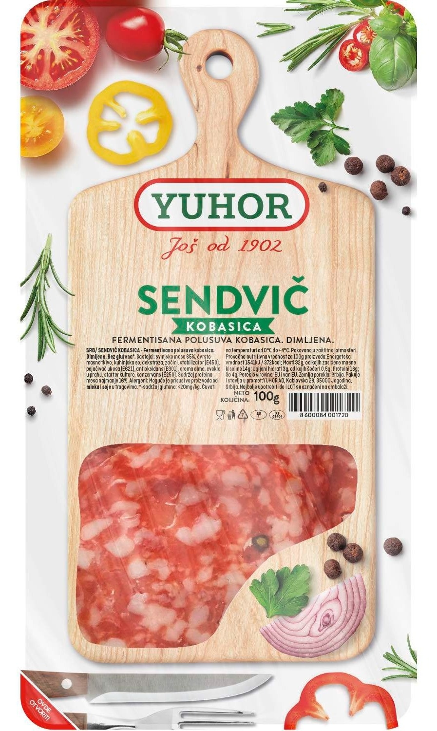 YUHOR sendvič kobasica slajs 100g - Cenoteka