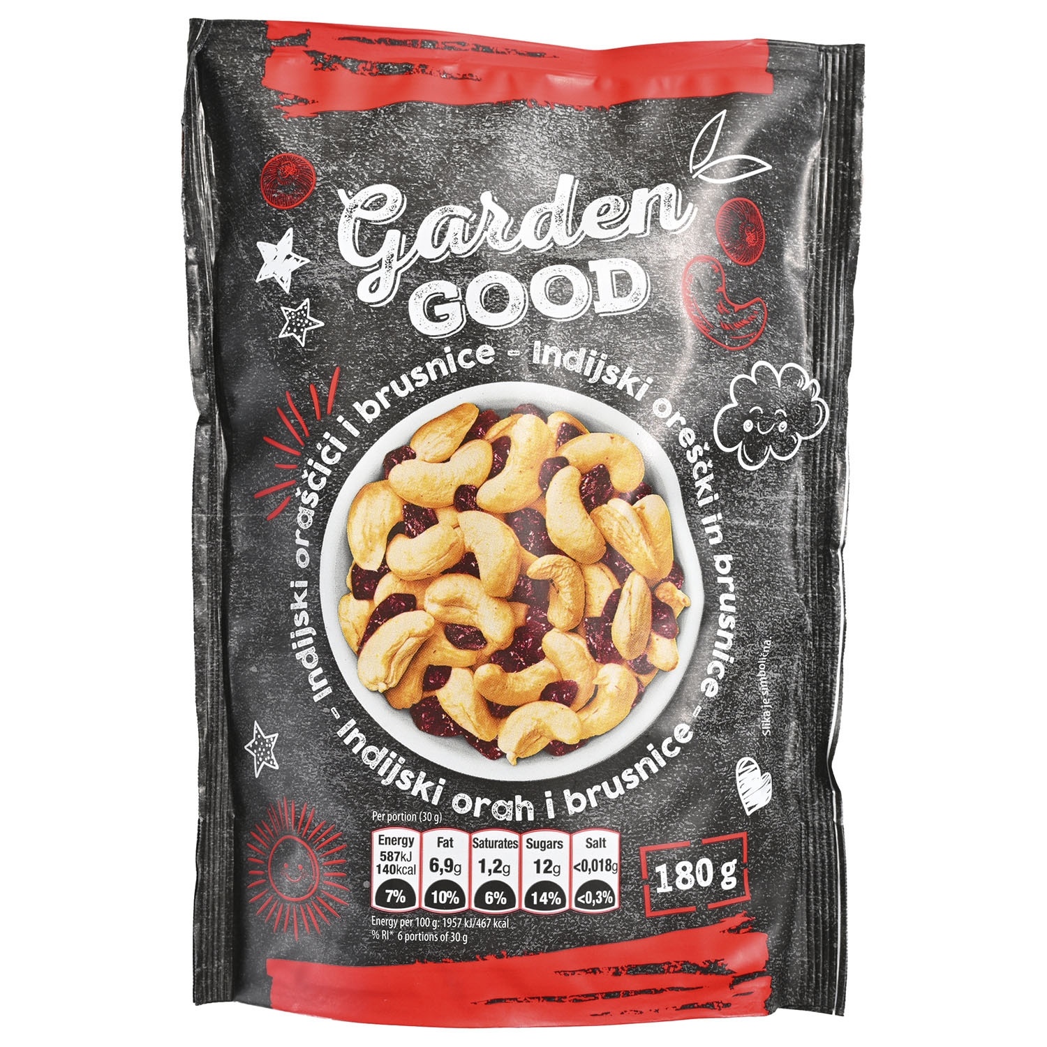 Mix GARDEN GOOD indijski orah i brusnica 180g - Cenoteka